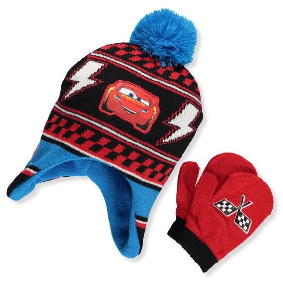 Disney | Accessories | Pixar Cars Hat And Mittens Set Lightning Mcqueen ...